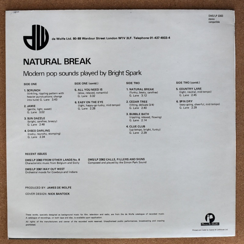 Bright Spark - Natural Break [LP]｜JAZZ,JAZZ FUNK / SOUL JAZZ｜Paddy ...