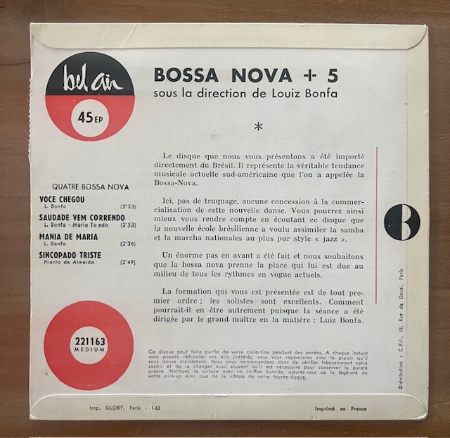 Bossa Nova + 5 Sous La Direction De Luiz Bonfa – En Direct Du Bresil ...