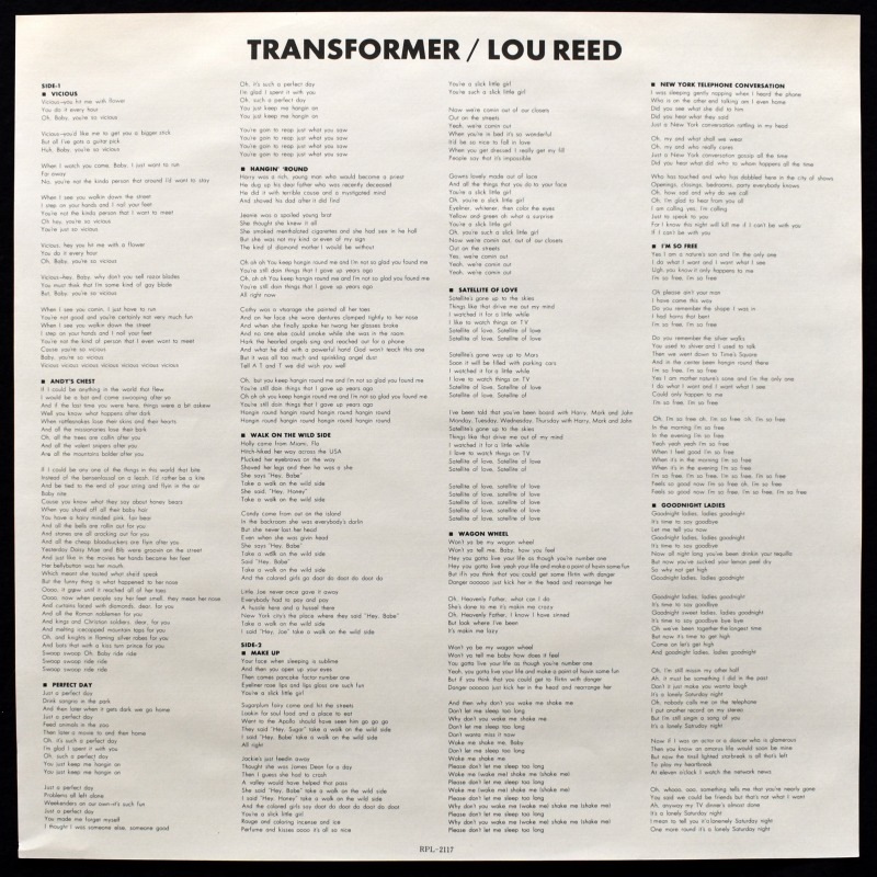 Lou Reed - Transformer [LP]美品｜ROCK,ART ROCK｜Paddy Field Records｜中古アナログ ...
