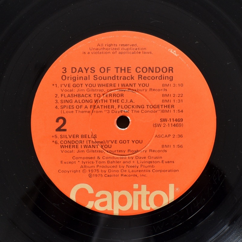 Dave Grusin - 3 Days Of The Condor (Original Soundtrack Recording) [LP ...