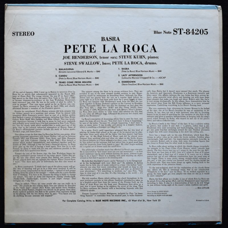Pete La Roca - Basra [LP]｜JAZZ,Modern jazz｜Paddy Field Records｜中古アナログ ...
