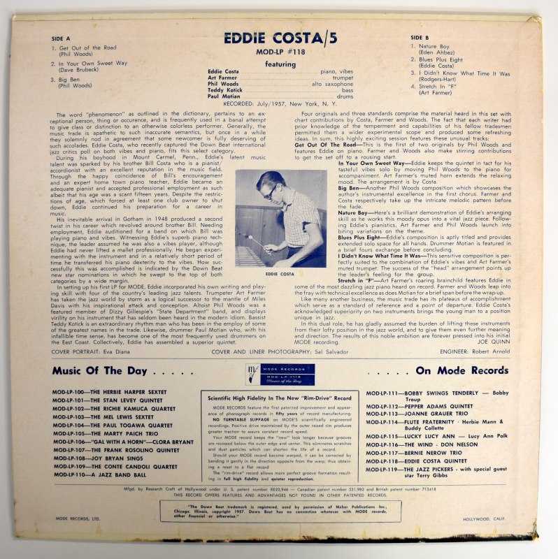 Eddie Costa Quintet - Eddie Costa Quintet [LP]｜JAZZ,Hard Bop｜Paddy Field Records｜中古アナログレコード｜Used ...