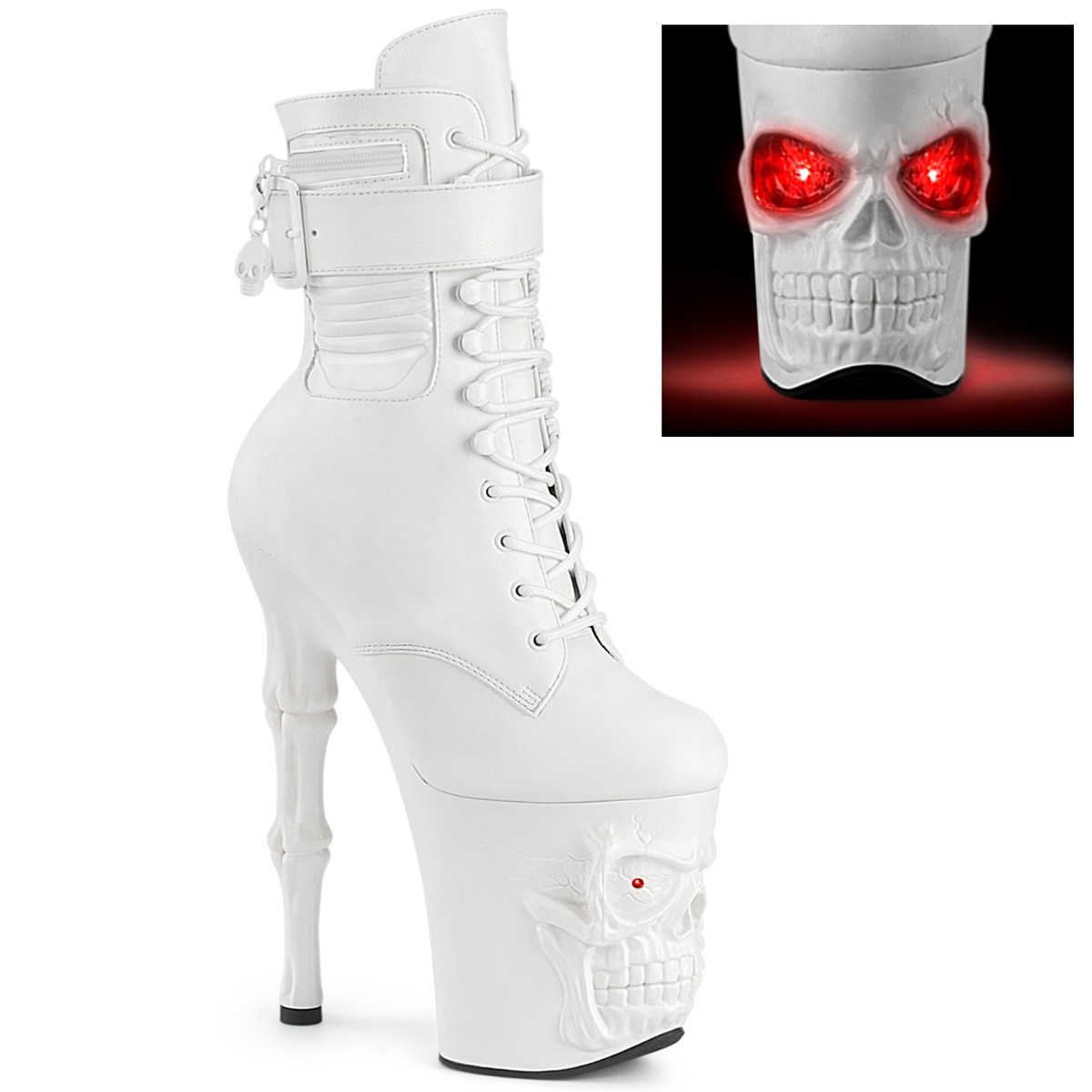 Pleaser(プリーザー) RAPTURE-1020STR-LT フィンガーボーンヒール USB充電 LED スカルプラットフォームアンクル ...