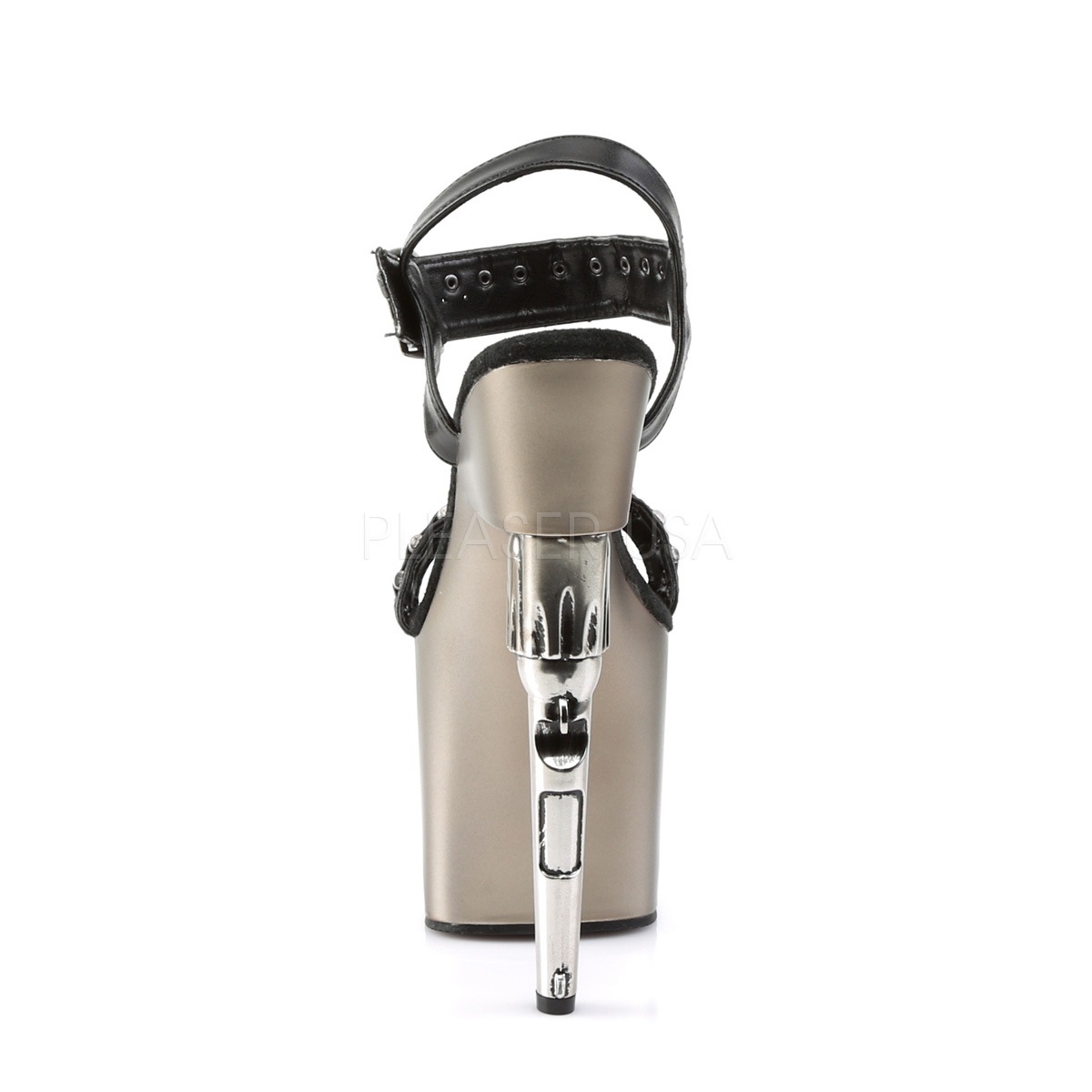 Pleaser BONDGIRL-712 7 1/2inch Gun Heel Ankle Strap P/F Sandal W/Bullet ...
