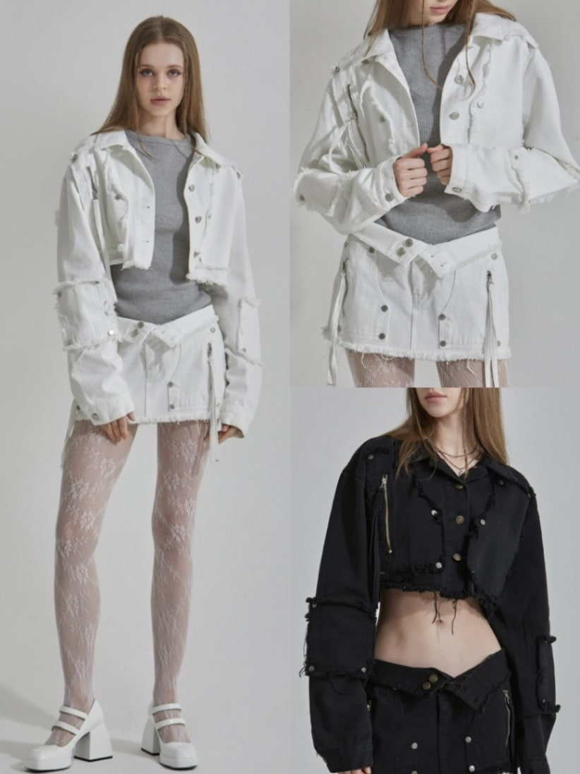 【GATELESS】FRINGE CROPPED DENIM JACKET | OUR BRAND,GATELESS | PRESSING ...