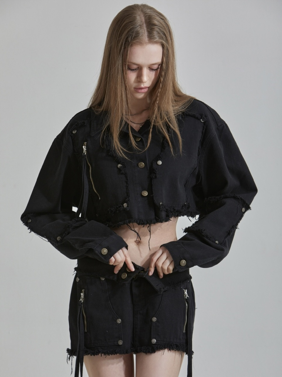 【GATELESS】FRINGE CROPPED DENIM JACKET | OUR BRAND,GATELESS | PRESSING ...