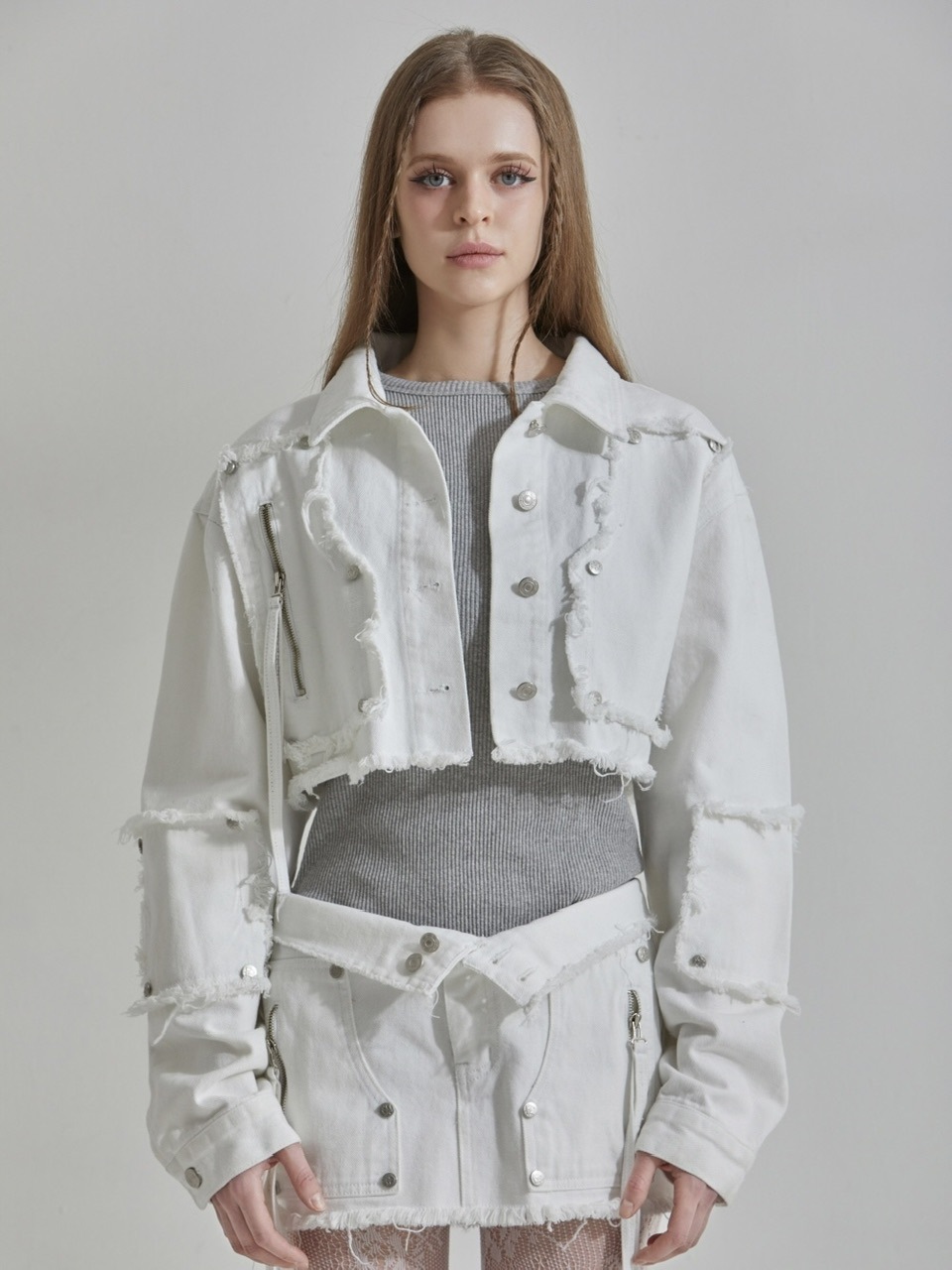 【GATELESS】FRINGE CROPPED DENIM JACKET | OUR BRAND,GATELESS | PRESSING ...