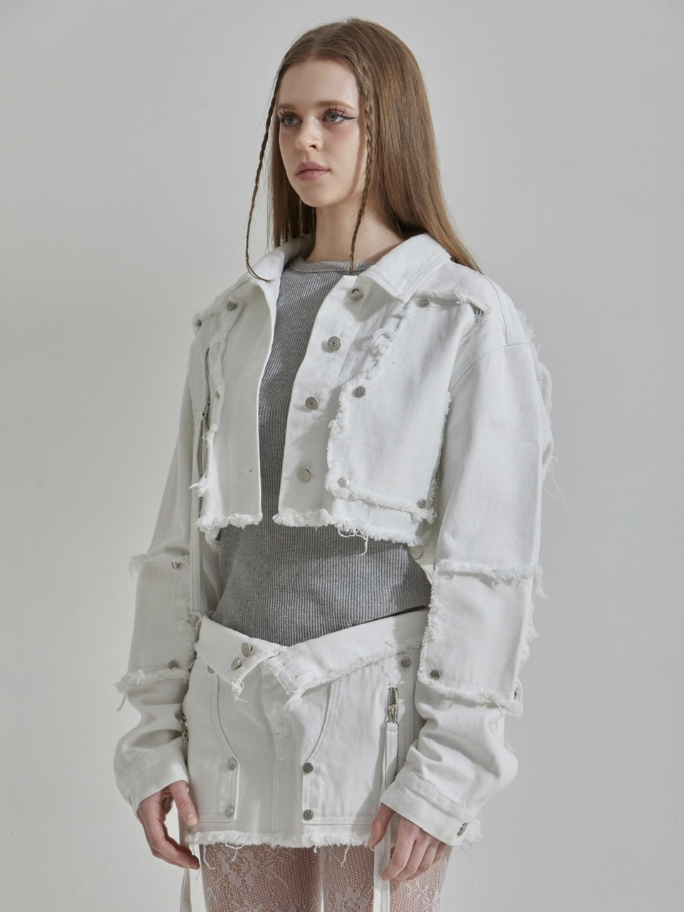 【GATELESS】FRINGE CROPPED DENIM JACKET | OUR BRAND,GATELESS | PRESSING ...