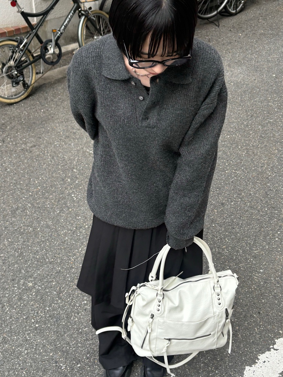 受注制【Chikashitsu +】wool touch lib knit polo (4color) / 【チカシツプラス】ウールタッチリブ ...