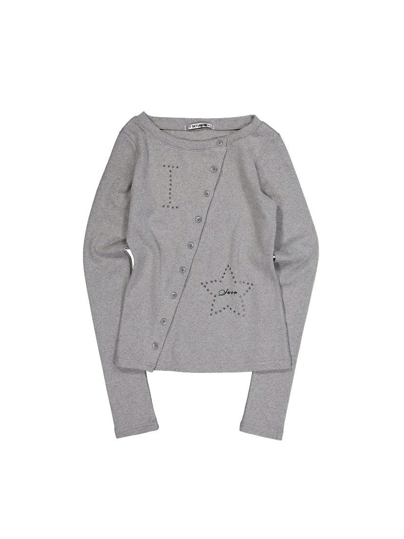 【SETUP‐EXE】STAR BUTTON TOP / 【セットアップエグゼ】ラインストーンボタン長袖Tシャツ | OUR BRAND ...