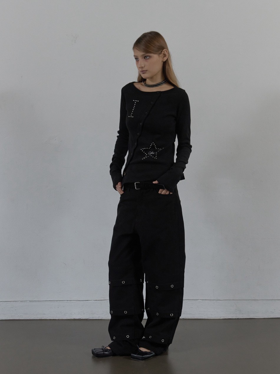 【SETUP‐EXE】STAR BUTTON TOP / 【セットアップエグゼ】ラインストーンボタン長袖Tシャツ | OUR BRAND ...