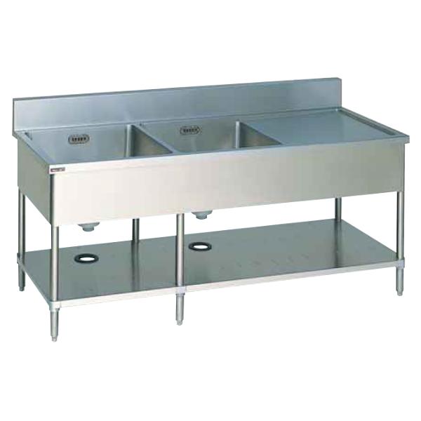 マルゼン 2槽水切付シンク BSM2-124R 流し台 ブリームシリーズ SUS430 右側水切り | シンク・作業台,2槽水切シンク ...