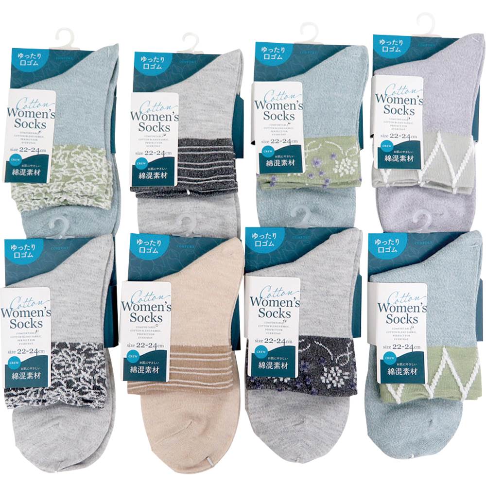 P001 DM-25119 婦人口ゴムフロート柄クルーソックス ×40入 | ルートスタイル（奈良センター出荷商品）P001,肌着・靴下 ...