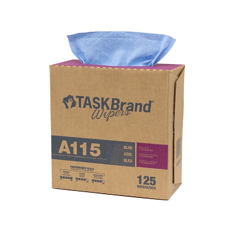 TASKbrand Wipers ワイパーズブルー 高性能不織布ウエス 125枚入 A115