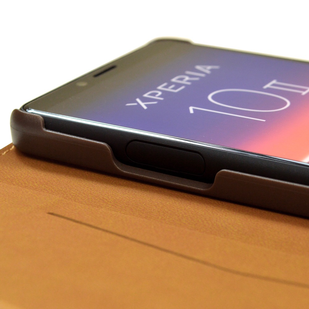 Xperia10 II SO-41A SOV43 ケース カバー 手帳型 +COLOR 耐衝撃吸収 薄型 サイドマグネット NV×BR エクス ...