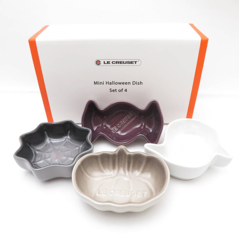 未使用 Le Creuset ルクルーゼ Mini Halloween Dish ディッシュ 4枚 セット ハロウィン SY12175J1 ...