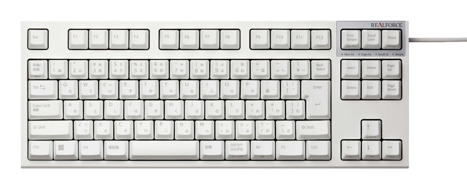 R3Sキーボード／R3SC41 （テンキーレス／45g／日本語配列／スーパーホワイト／標準スイッチ） | R3Sキーボード - Win,日本語配列 | REALFORCE Store