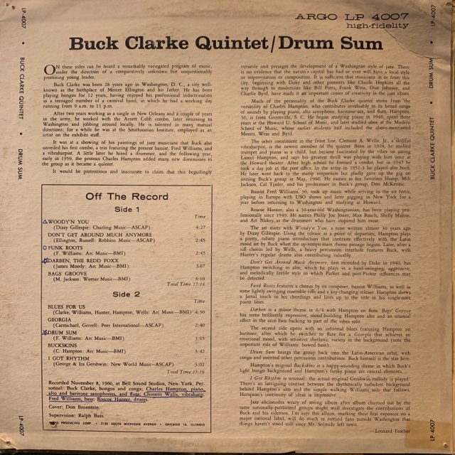 Buck Clarke Quintet Drum Sum (LP)