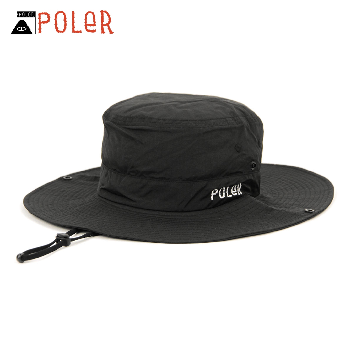 ポーラー ハット メンズ レディース 正規販売店 POLER 帽子 ハット FURRY FONT 2WAY DRAWCORD LONG BRIM HAT 55100013-BLK BLACK ...