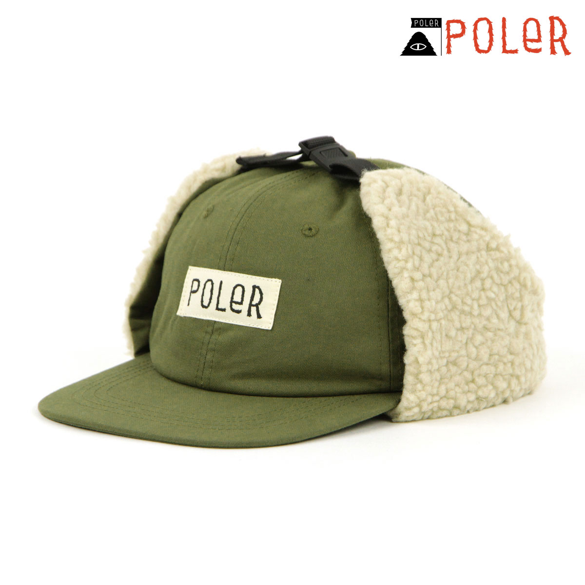 ポーラー キャップ メンズ レディース 正規販売店 POLER 帽子 フラップキャップ FURRY FONT CANVAS FLAP CAP OLIVE D 223MCV0039-OLV ...