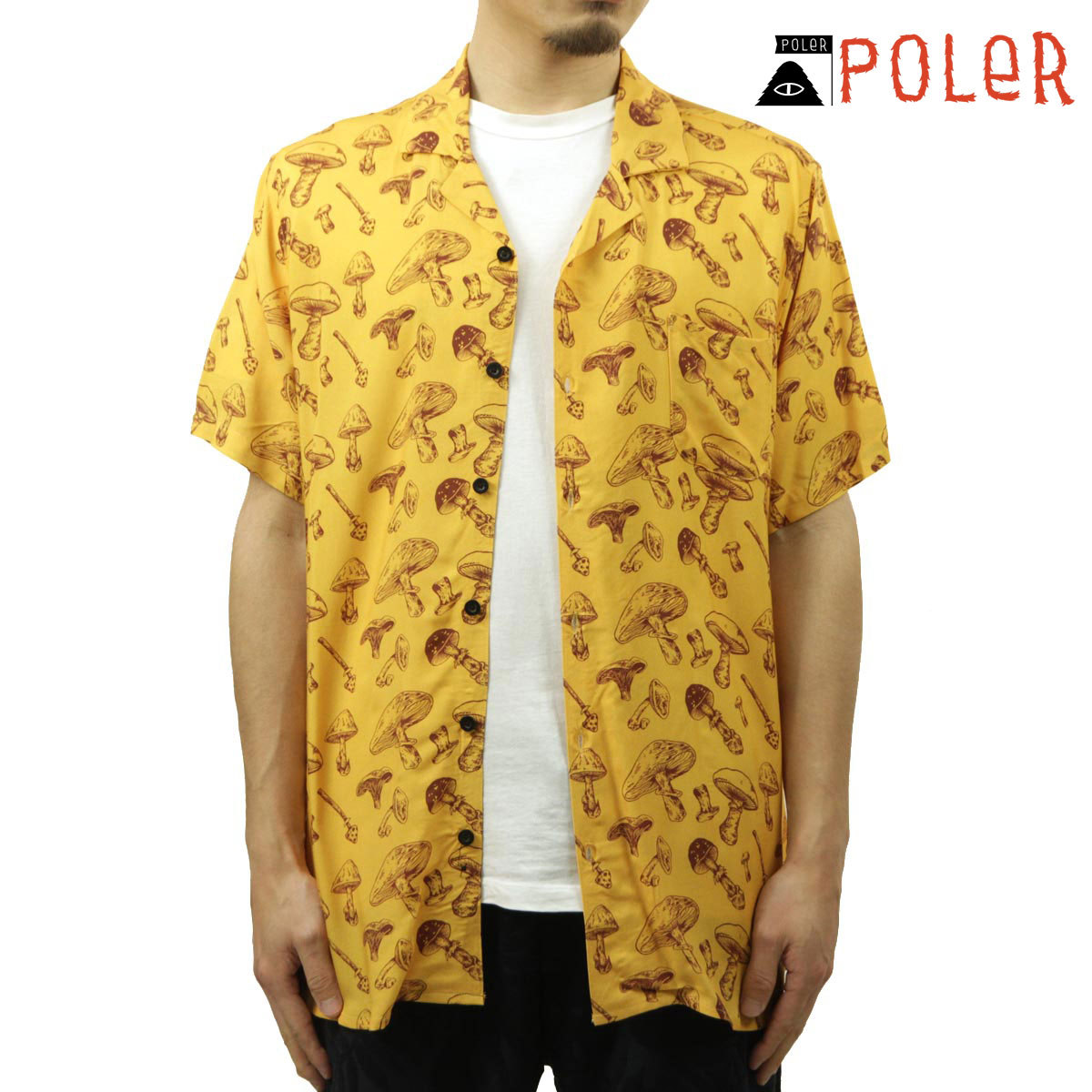 ポーラー メンズ アロハシャツ 正規販売店 POLER 半袖 開襟シャツ カジュアル ALOHA SHIRT SHORT SLEEVE APM3002 GOOMER BROWN | POLER ...