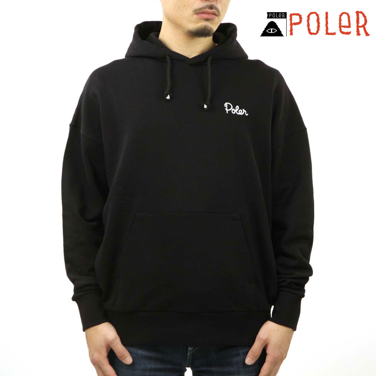 ポーラー メンズ パーカー 正規販売店 POLER ロゴ プルオーバー フーディー POLER EMB HOOD PULL PARKA 233MCV0059-BLK BLACK | POLER ...