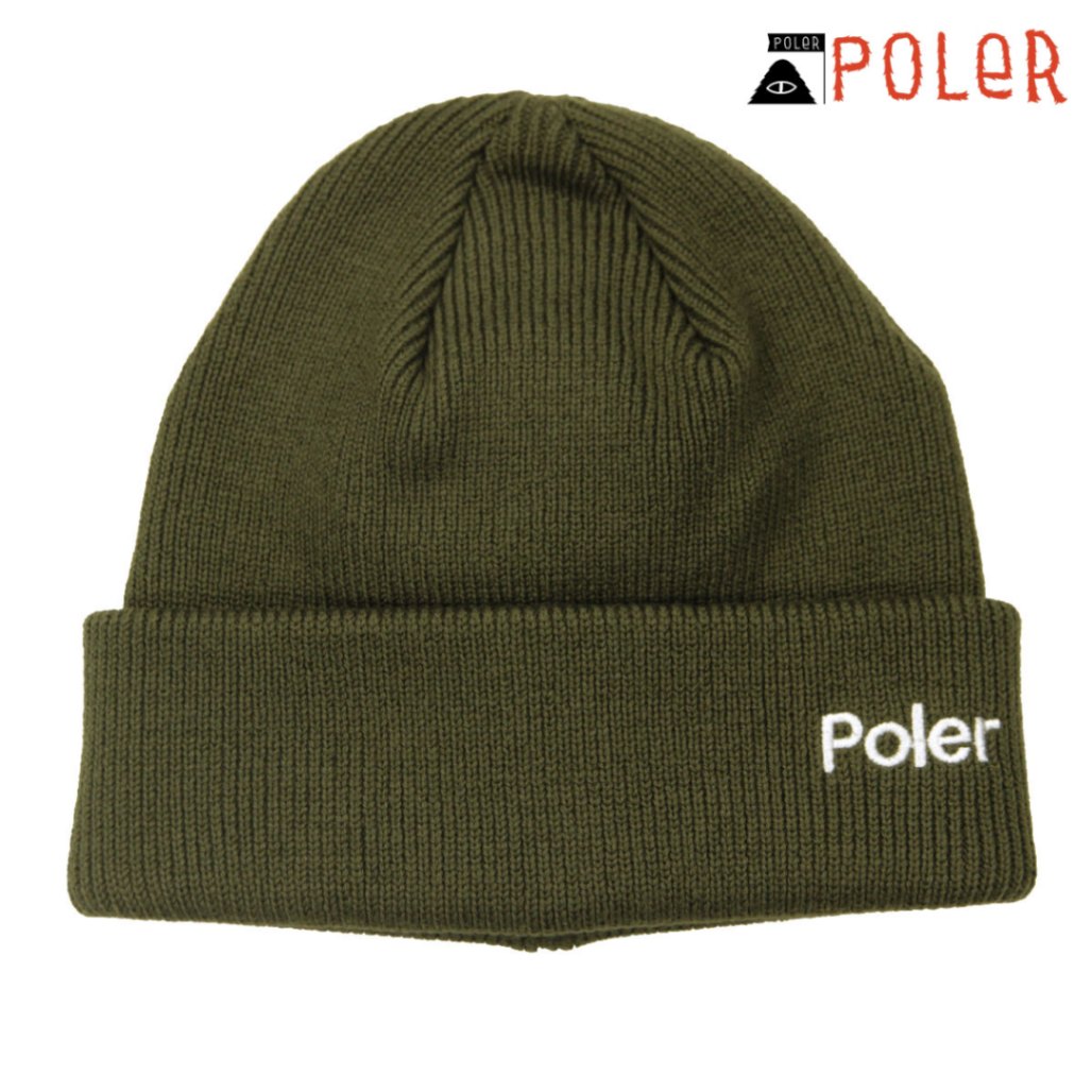ポーラー メンズ レディース ニット帽 正規販売店 POLER 帽子 ニットキャップ ビーニー SHALLOW BEANIE D 243MCV0118-OLV OLIVE | POLER ...