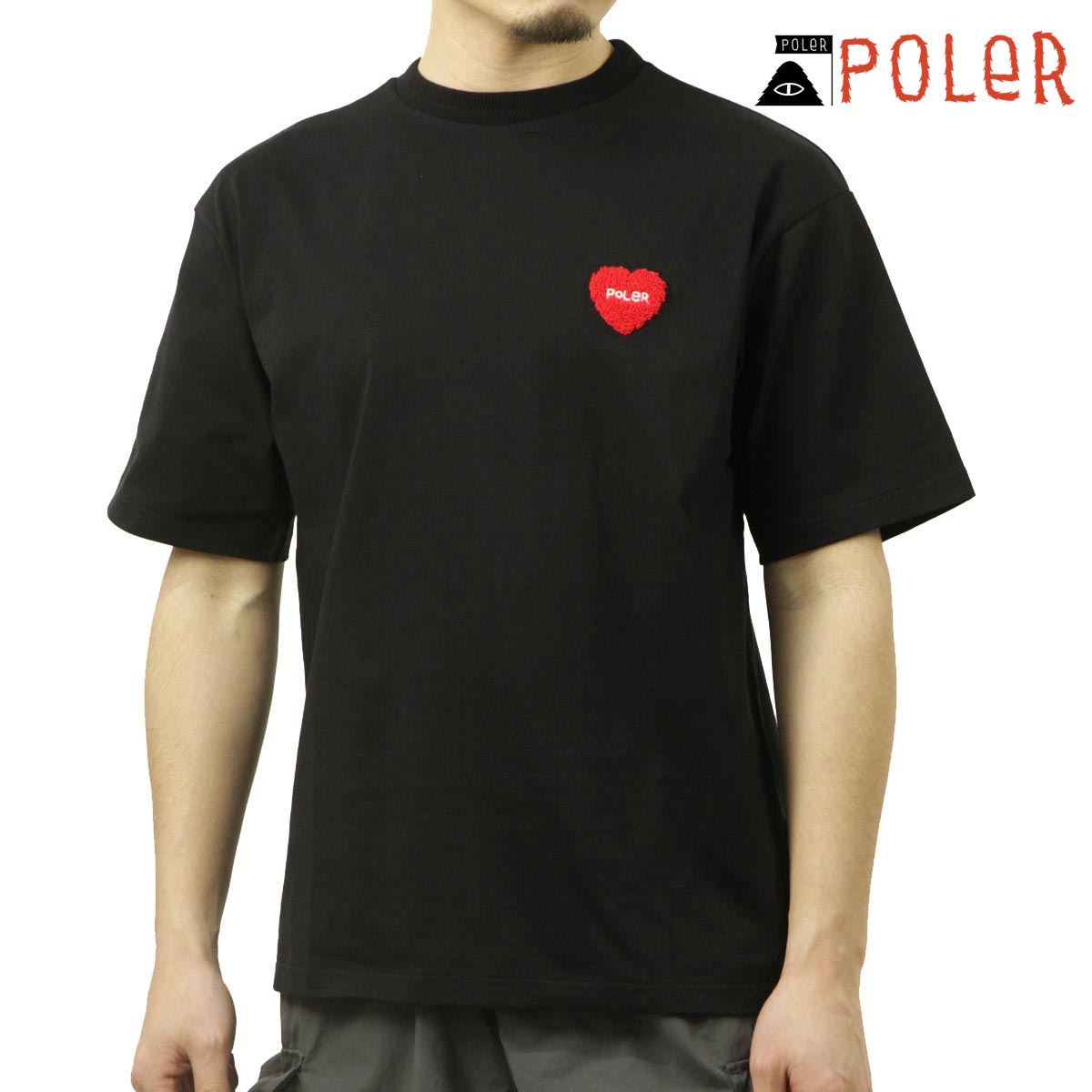 ポーラー メンズ 半袖Tシャツ 正規販売店 POLER クルーネック ワンポイント PRM WASH FURRY HEART CHENILLE EMB TEE DC 251MCV0060 ...