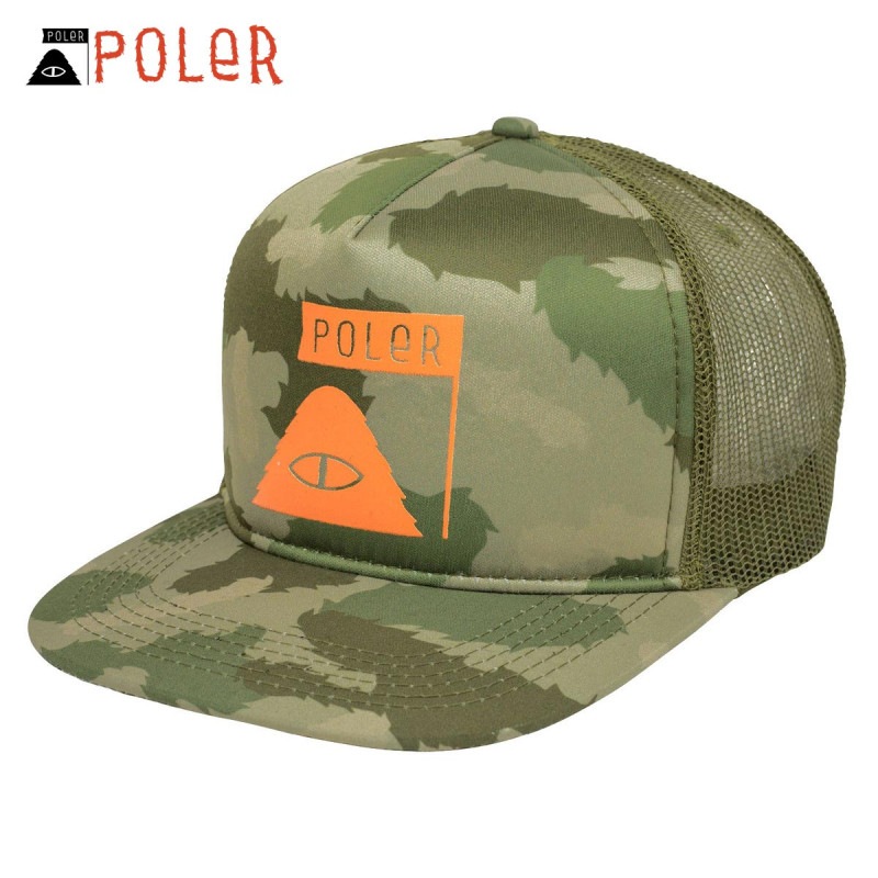 ポーラー POLER 正規販売店 キャップ 帽子 SUMMIT TRUCKER MESH CAP 31750002-GCO GREEN FURRY CAMO A79B B1C C3D D4E ...