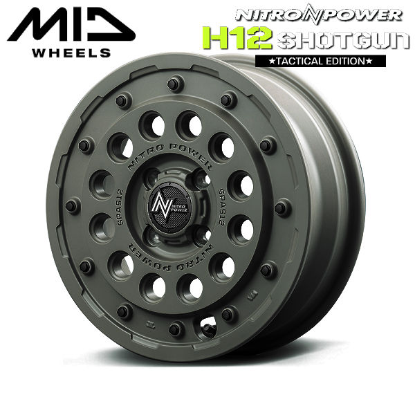 送料無料 デリカミニ ハスラー キャスト MID ナイトロパワー H12 SHOTGUN Tactical Edition セミグロスODグリーン 165/65R14 マッドスターM/T ...