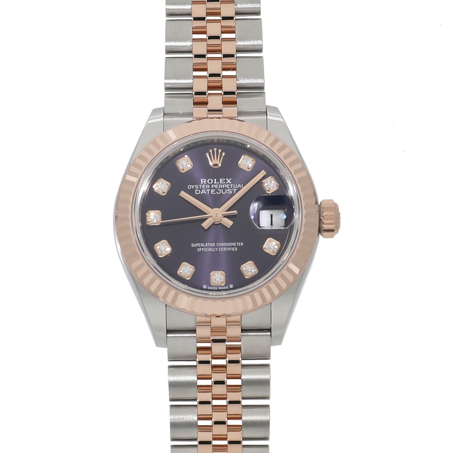 R8013 | [未使用]ロレックス レディ デイトジャスト 28 279171G ランダム オーベルジーヌ×10Pダイヤ レディース ...