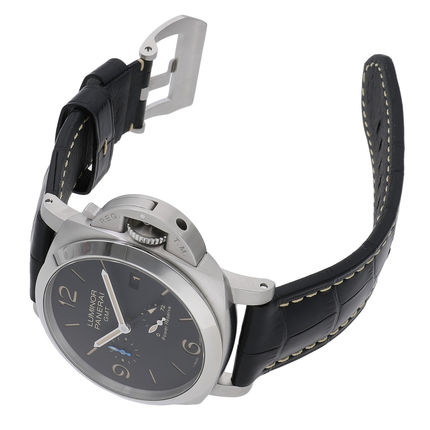 P5721 | [中古]パネライ ルミノール1950 3デイズ GMT パワーリザーブ ブラック PAM01321 W番 メンズ | 中野の ...