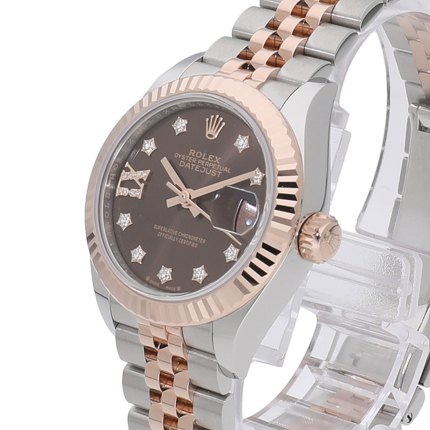 R6224 | [未使用]ロレックス レディ デイトジャスト 28 チョコレート＊9Pスター/IXダイヤ 279171G ランダム レディース ...