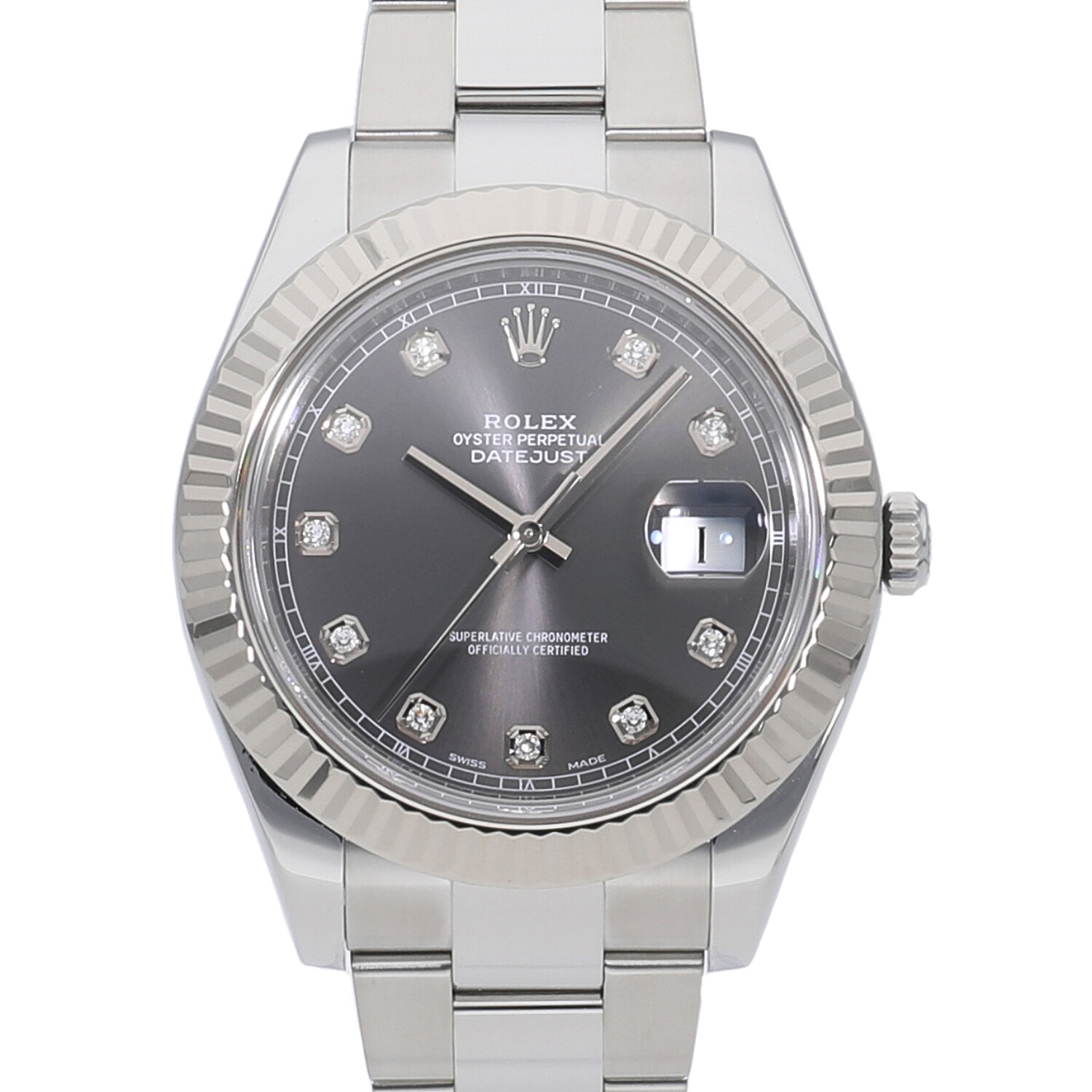 R5548 | [中古]ロレックス デイトジャスト II ダークロジウム×10Pダイヤ 116334G ランダム メンズ | 中野のブランド ...