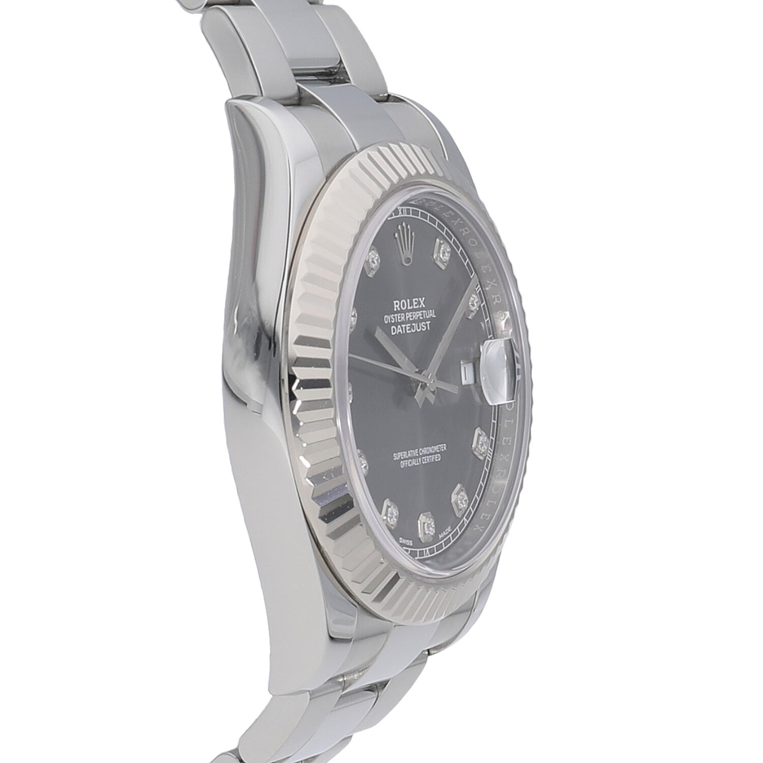 R5548 | [中古]ロレックス デイトジャスト II ダークロジウム×10Pダイヤ 116334G ランダム メンズ | 中野のブランド ...
