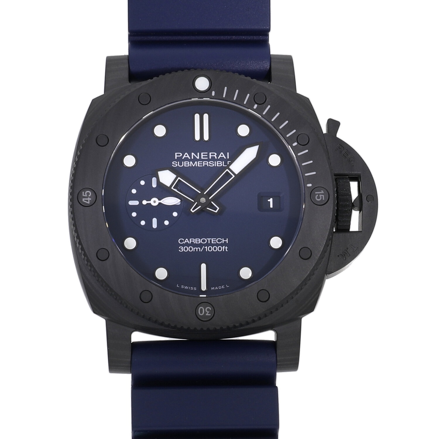 P6359 | [未使用]パネライ サブマーシブル クアランタクアトロ カーボテック ブルー アビッソ ブルー PAM01232 Y番 メンズ ...