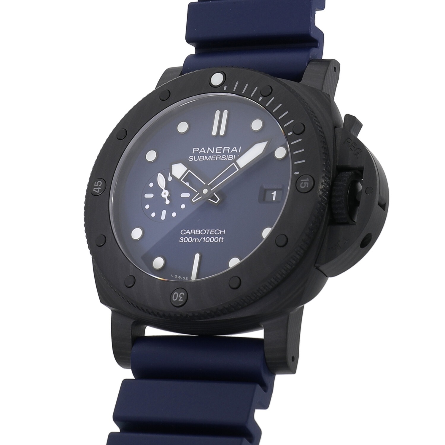 P6359 | [未使用]パネライ サブマーシブル クアランタクアトロ カーボテック ブルー アビッソ ブルー PAM01232 Y番 メンズ ...