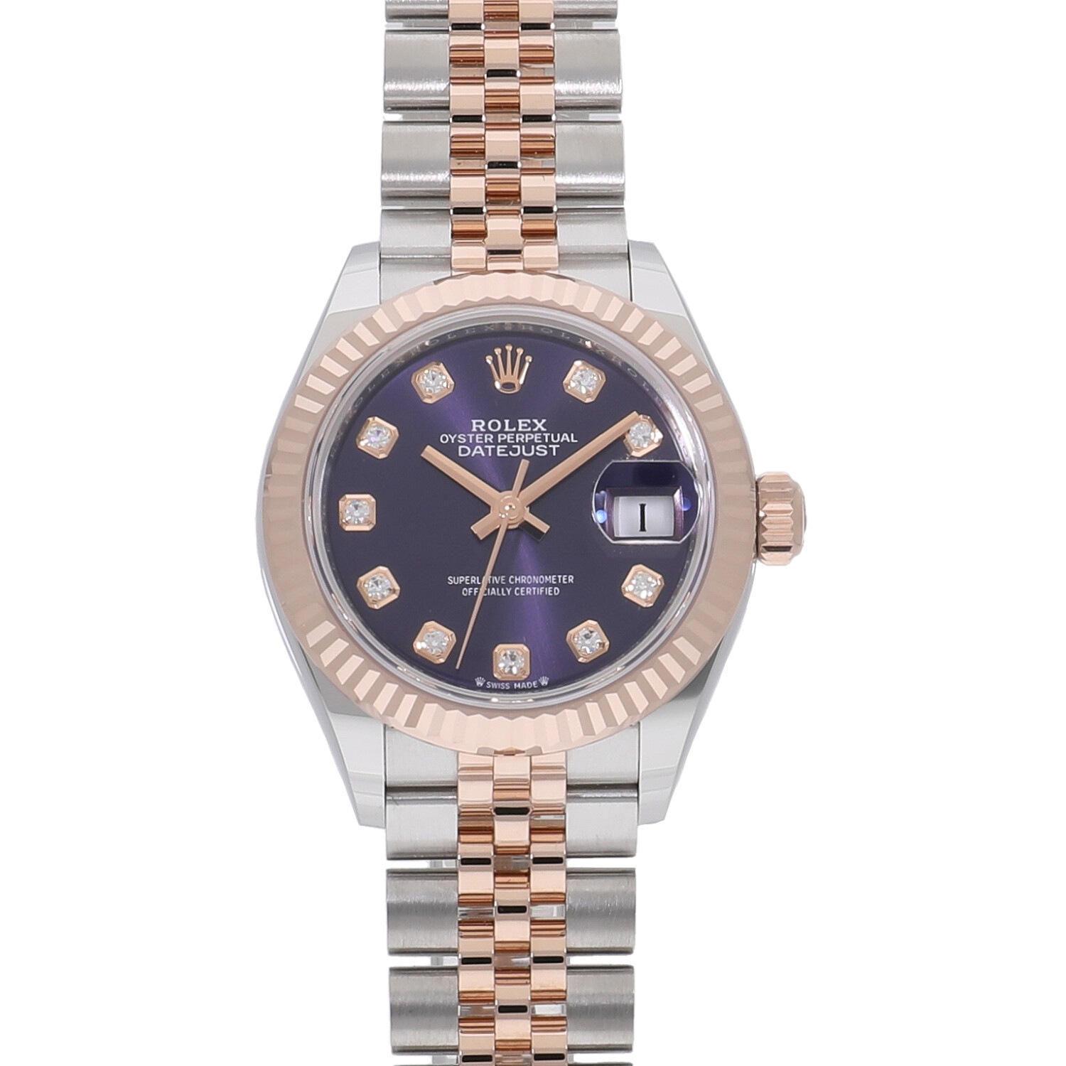 R6459 | [未使用]ロレックス デイトジャスト 28 オーベルジーヌ×10Pダイヤ 279171G レディース | 中野のブランド時計 ...