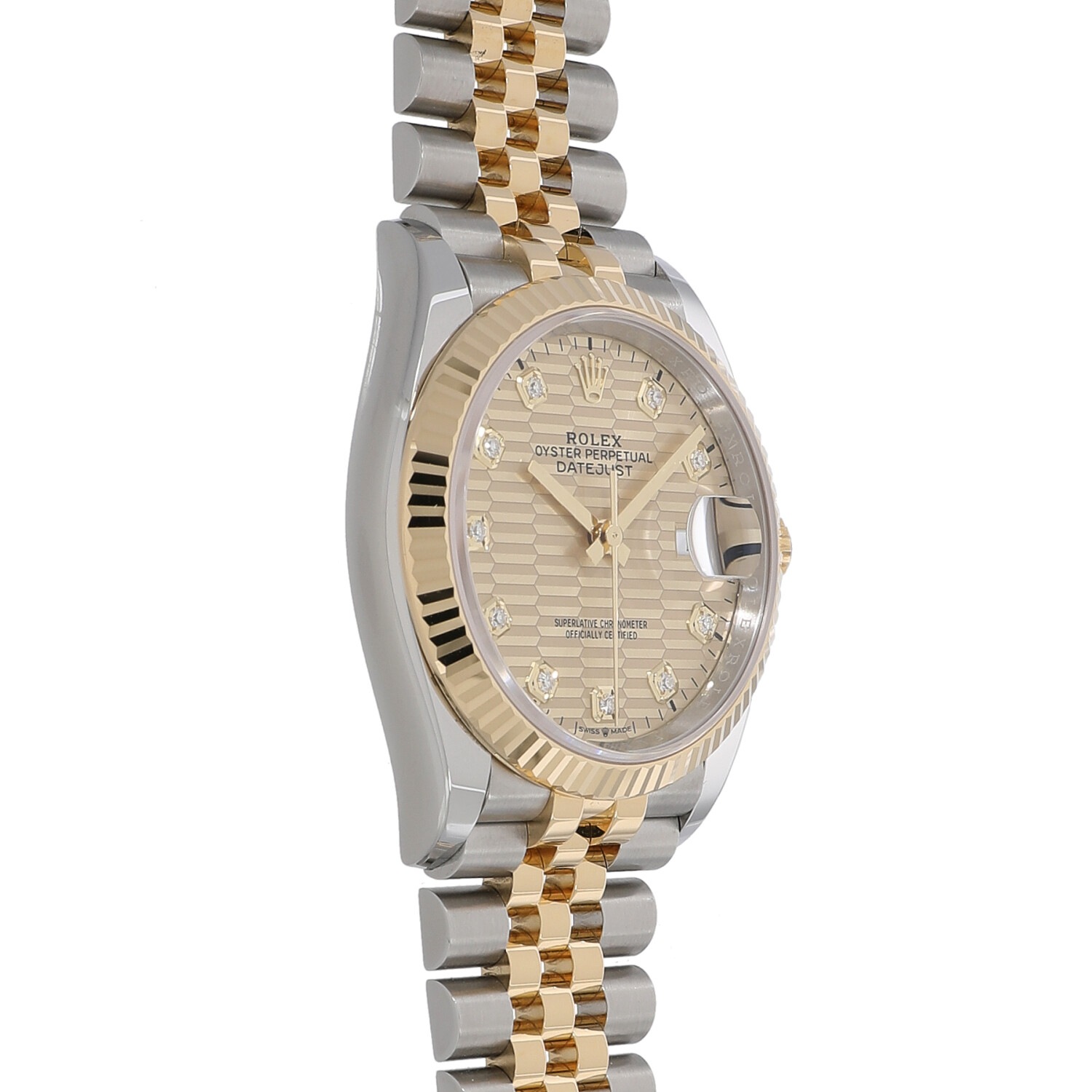 R8259 | [新品]ロレックス デイトジャスト36 126233G ゴールデン フルーテッドモチーフ×10Pダイヤ メンズ | 中野の ...