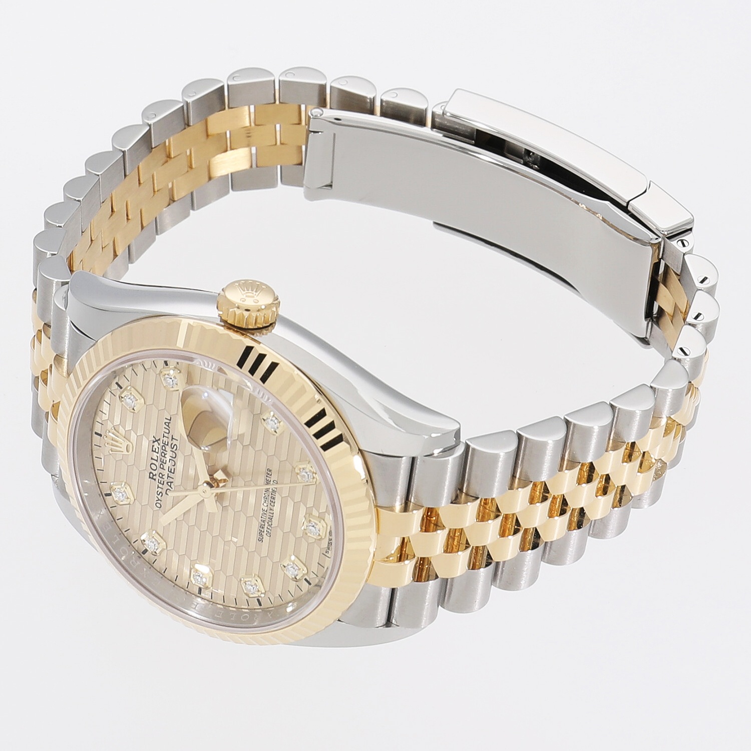 R8259 | [新品]ロレックス デイトジャスト36 126233G ゴールデン フルーテッドモチーフ×10Pダイヤ メンズ | 中野の ...