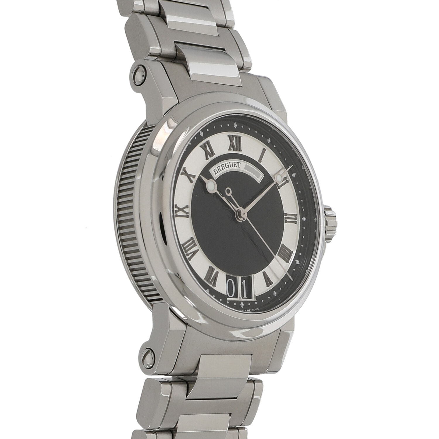 B7469 | [中古]ブレゲ マリーンII ラージデイト 5817ST/92/SMO ブラック メンズ | 中野のブランド時計販売・買取なられんず