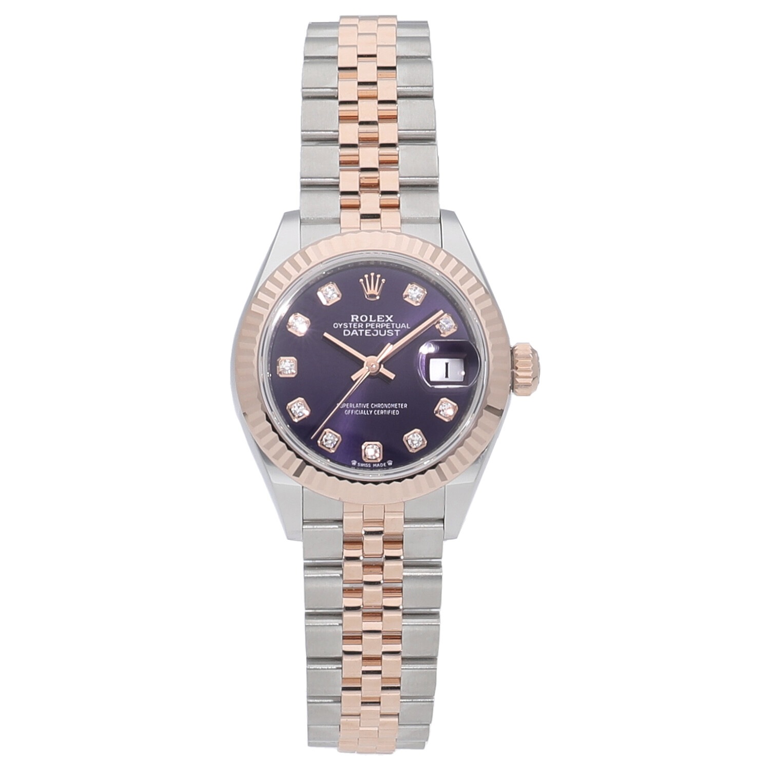 R5875 | [未使用]ロレックス レディ デイトジャスト 28 オーベルジーヌ×10Pダイヤ 279171G ランダム レディース ...
