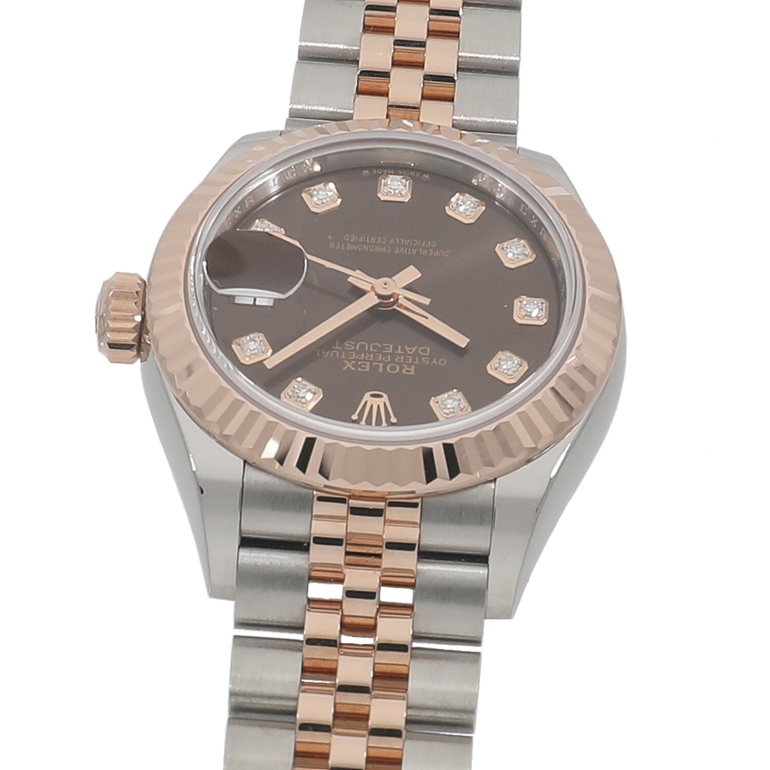 R5595 | [新品]ロレックス レディ デイトジャスト 28 チョコレート×10Pダイヤ 279171G レディース | 中野のブランド ...