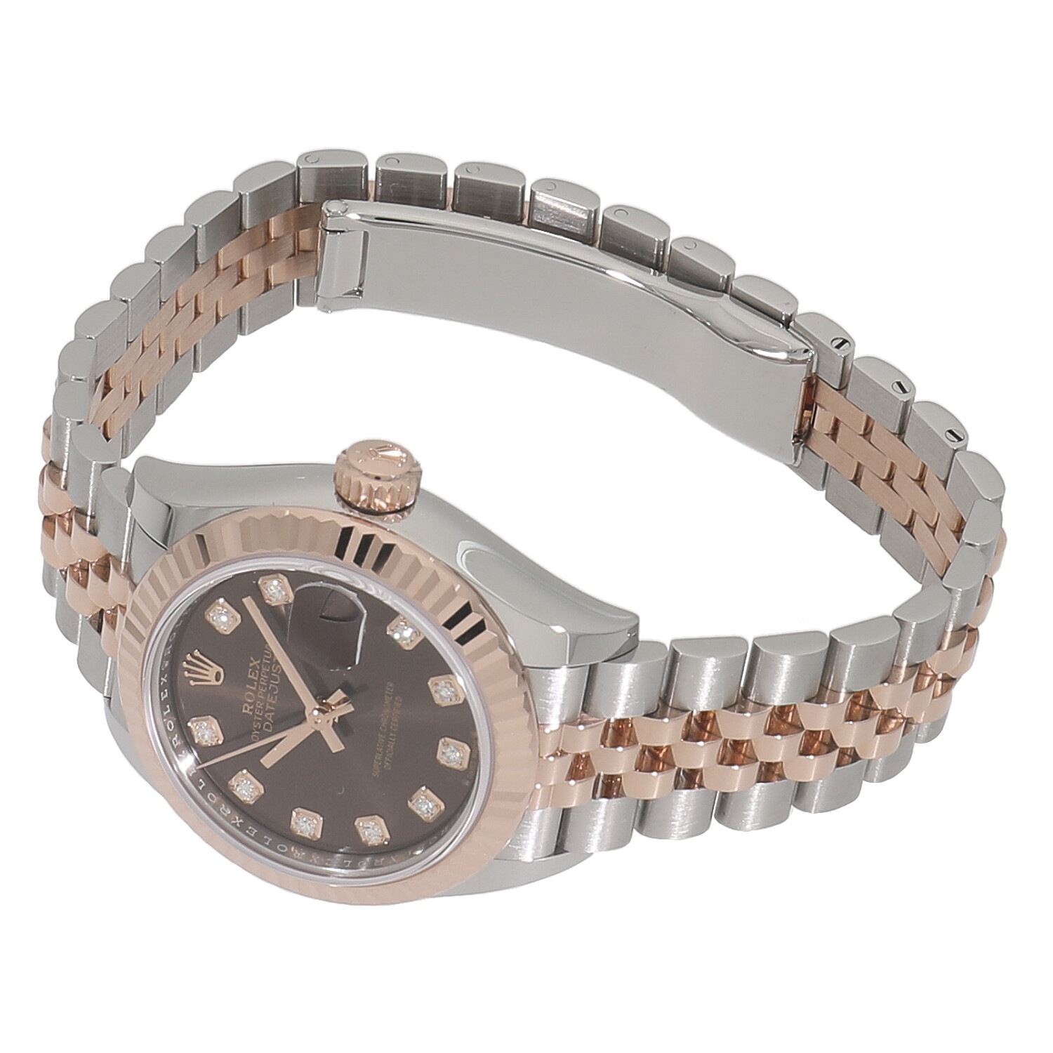 R5595 | [新品]ロレックス レディ デイトジャスト 28 チョコレート×10Pダイヤ 279171G レディース | 中野のブランド ...