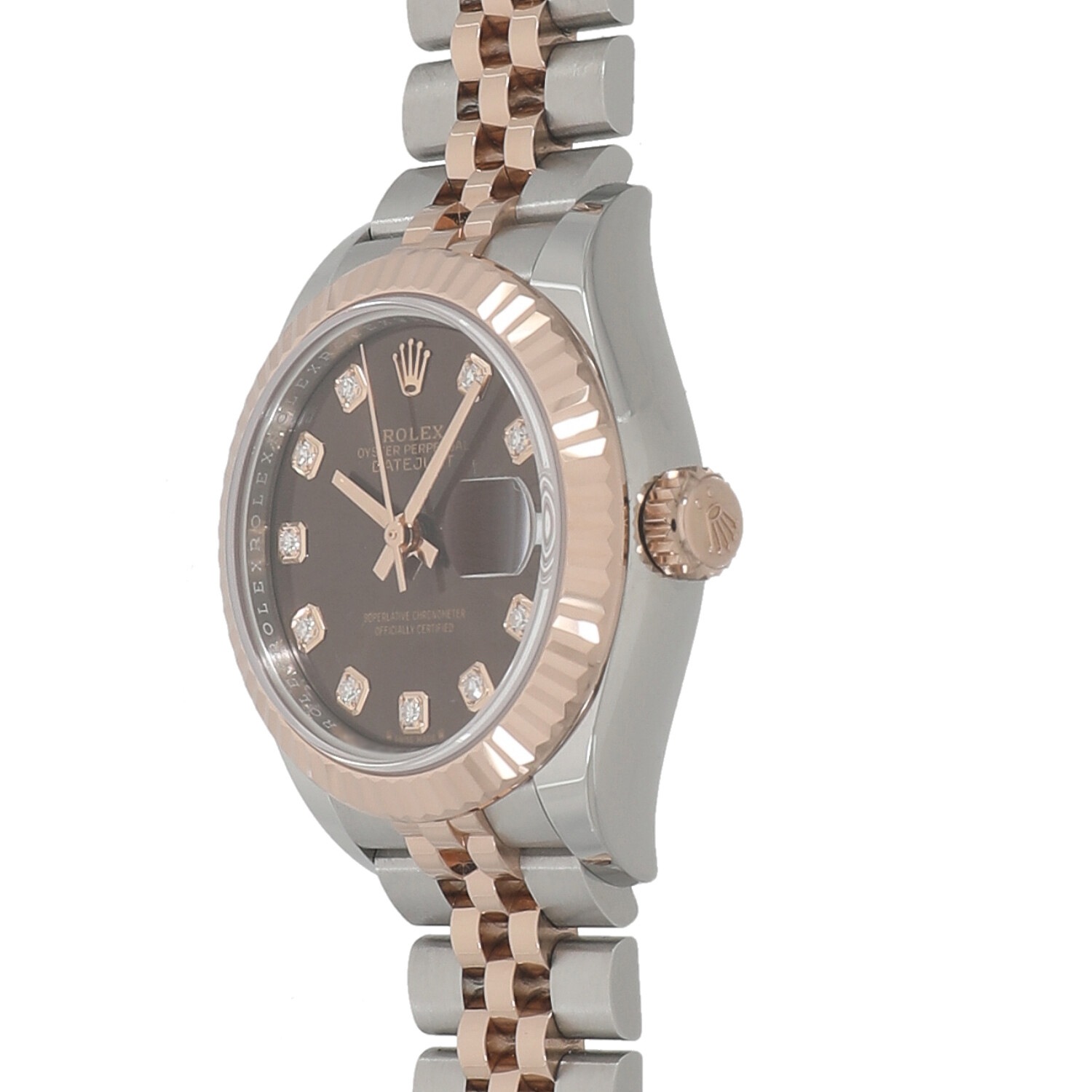 R5595 | [新品]ロレックス レディ デイトジャスト 28 279171G チョコレート×10Pダイヤ レディース | 中野のブランド ...