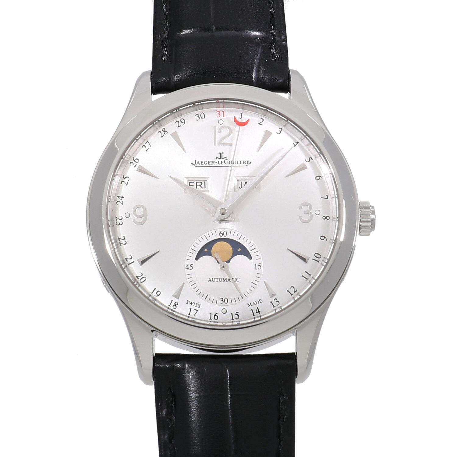 J8799 | [中古]ジャガールクルト マスター カレンダー Q1558420 / 176.8.12.S Z番 シルバー メンズ | 中野のブランド時計販売・買取なられんず