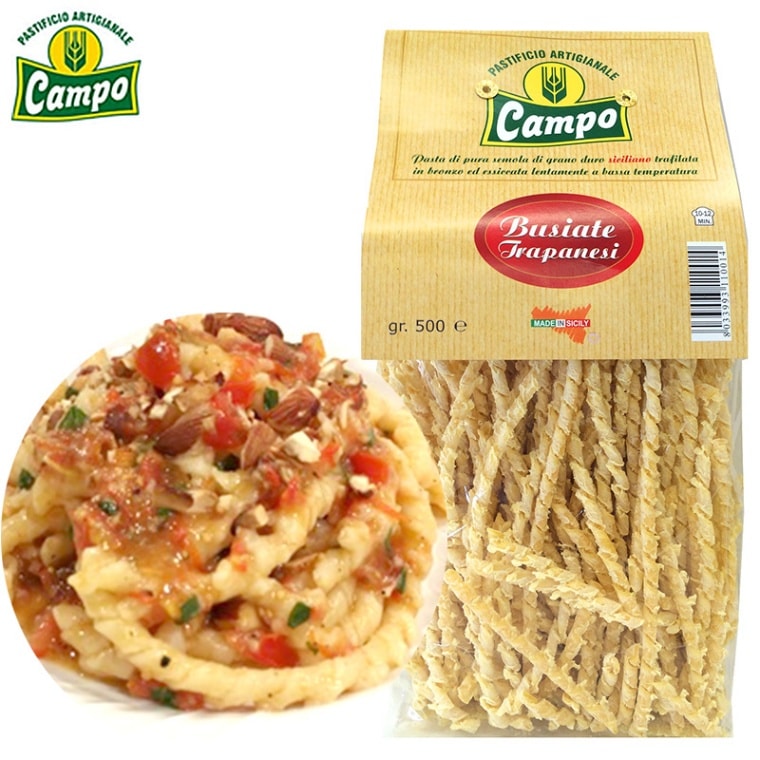 Campo カンポ Busiate ブジアーテ 500g 乾燥太巻きパスタ シチリア産デュラム小麦100% 乾麺 イタリア製 イタリアみやげ ...
