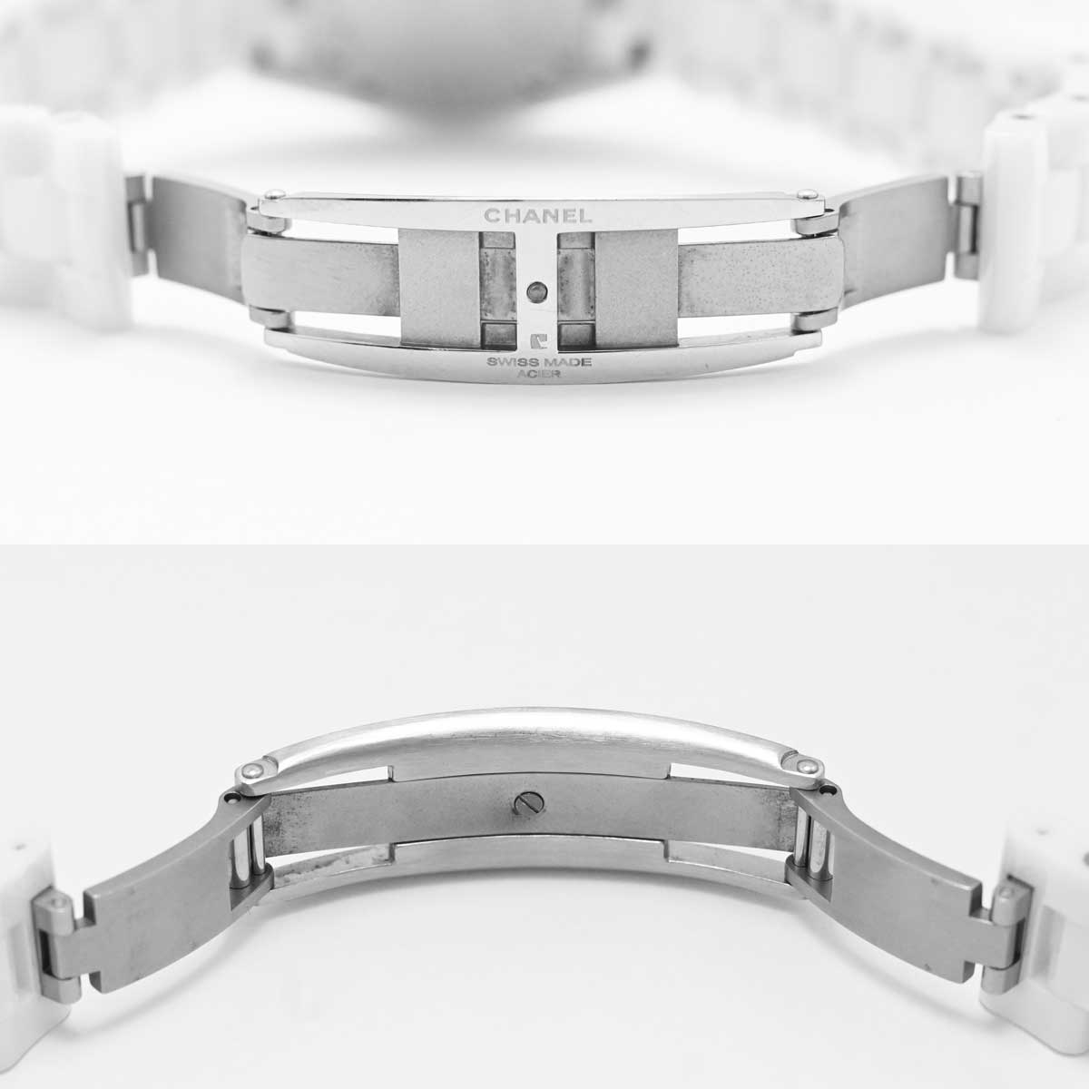 シャネル CHANEL J12 H2010 ホワイトセラミック ピンクサファイア ダイヤベゼル クォーツ レディース H2010 3452 ...