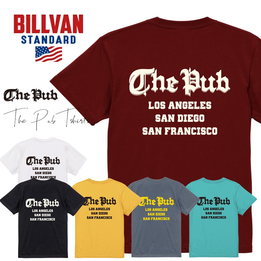 BILLVAN スタンダード The PUB 半袖Tシャツ ゴシックロゴ ビルバン アメカジ | T-SHIRT | ブギースタイル
