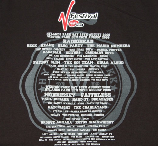 V Festival 2006 Tee | Music,Festival | Rudy & Co.